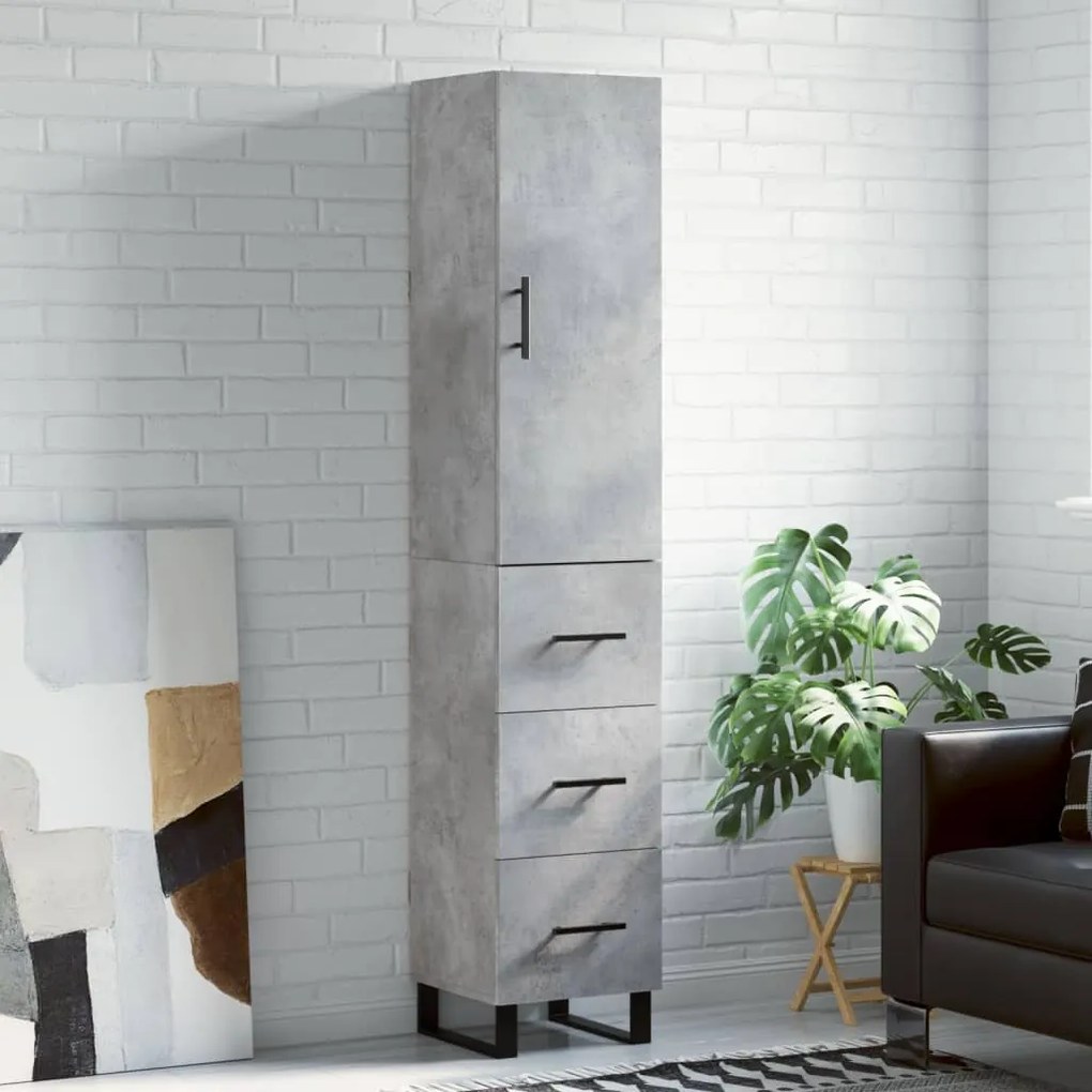 Skříň highboard betonově šedá 34,5x34x180 cm kompozitní dřevo 3198877