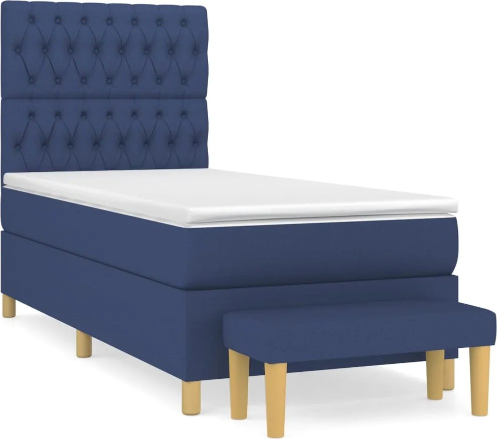 Box spring postel s matrací modrá 90x200 cm textil 3137371