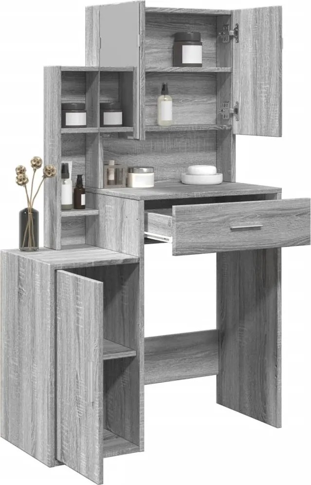 vidaXL Toaletní stolek se skříňkou 80 x 35 x 132 cm [848235] Barva: šedá sonoma
