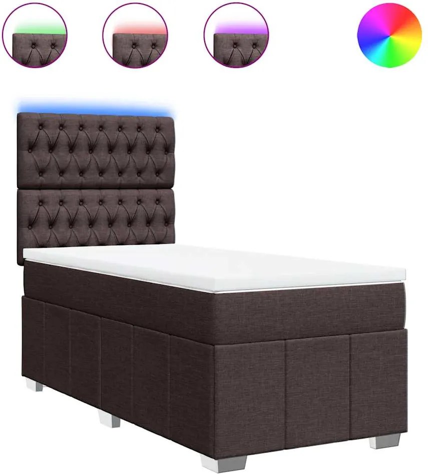 Box spring postel s matrací tmavě hnědá 90x200 cm textil 3293861