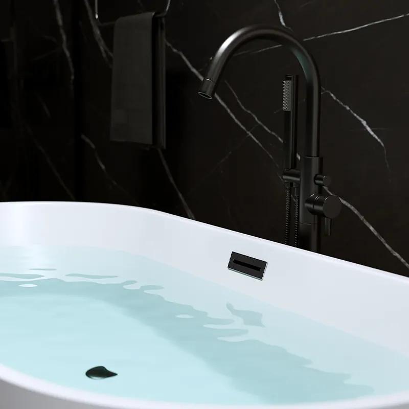 BPS-koupelny Volně stojící akrylátová vana HYD-LIZ502B 160x75 bílá, odtokový komplet černý