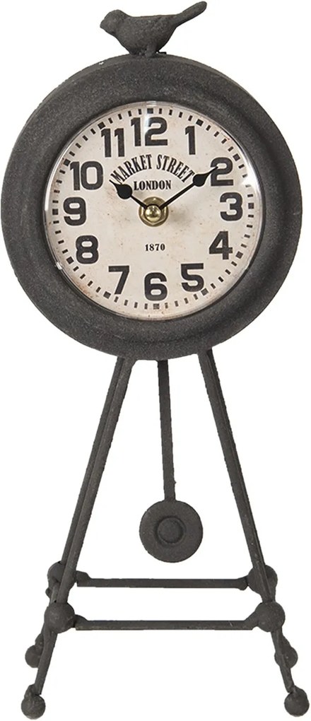 Kovové vintage stolní hodiny Market Street - 14*9*23 cm / 1*AA