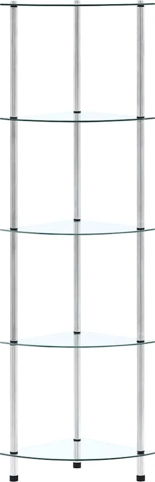 5patrová police průhledná 30 × 30 × 130 cm tvrzené sklo 249516