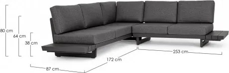 BIZZOTTO Zahradní rohová pohovka INFINITY antracit 253 cm 0663431