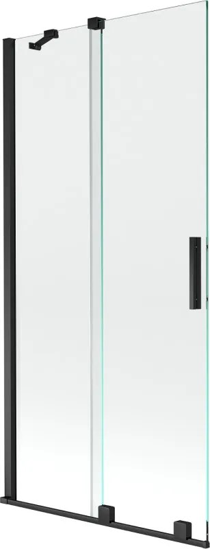 Mexen Velar dvoudveřová posuvná vanová zástěna 90 x 150 cm, transparentní, černá - 896-090-000-01-70