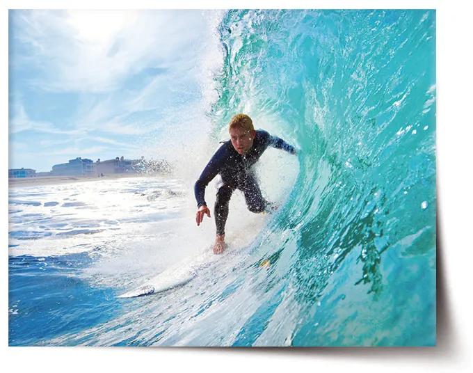 Sablio Plakát Surfař na vlně - 60x40 cm