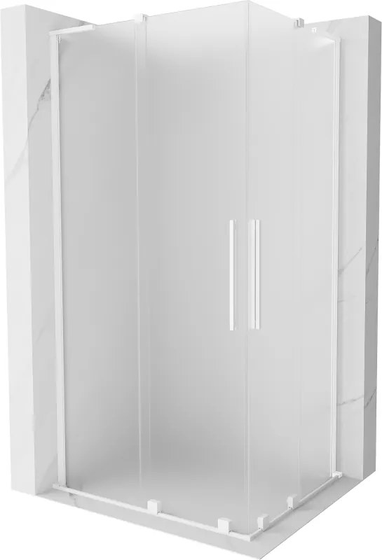 Mexen Velar L Duo, sprchový kout s posuvnými dveřmi 100 x 90 cm, 8mm sklo námraza, bílá matná, 871-100-090-02-33-20
