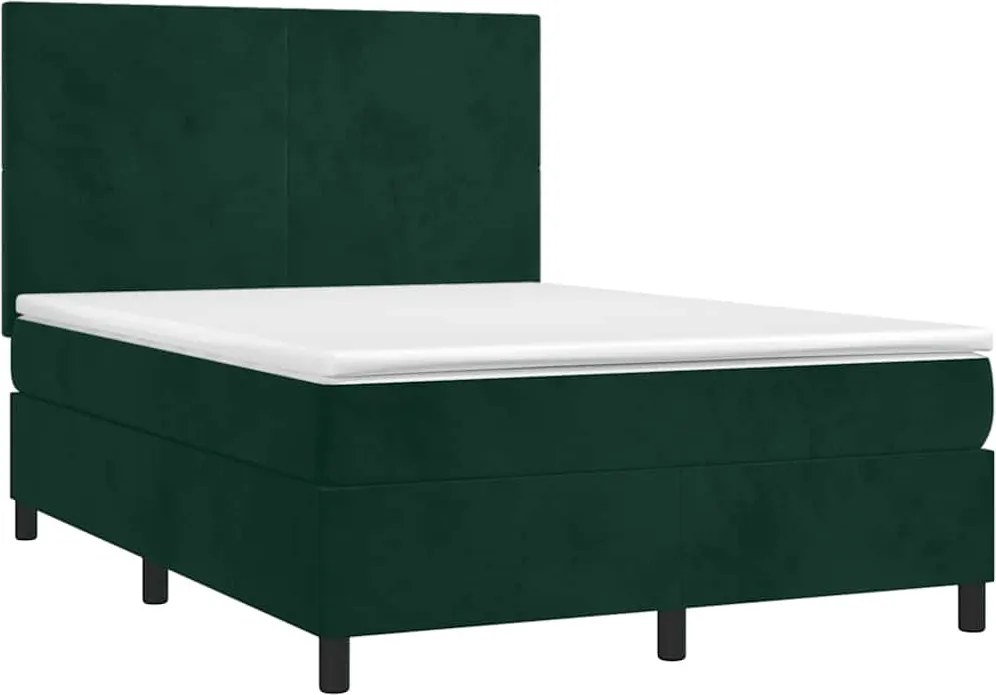 Box spring postel s matrací tmavě zelená 140x200 cm samet 3142908