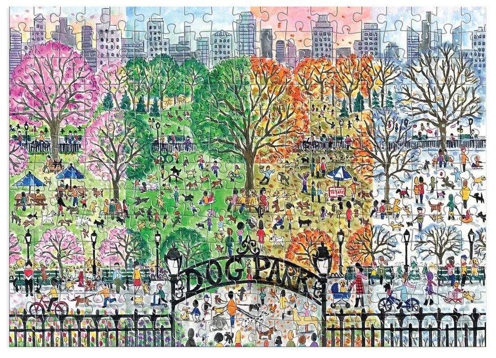 Galison Dřevěné puzzle Psí park 4 roční období 250 dílků