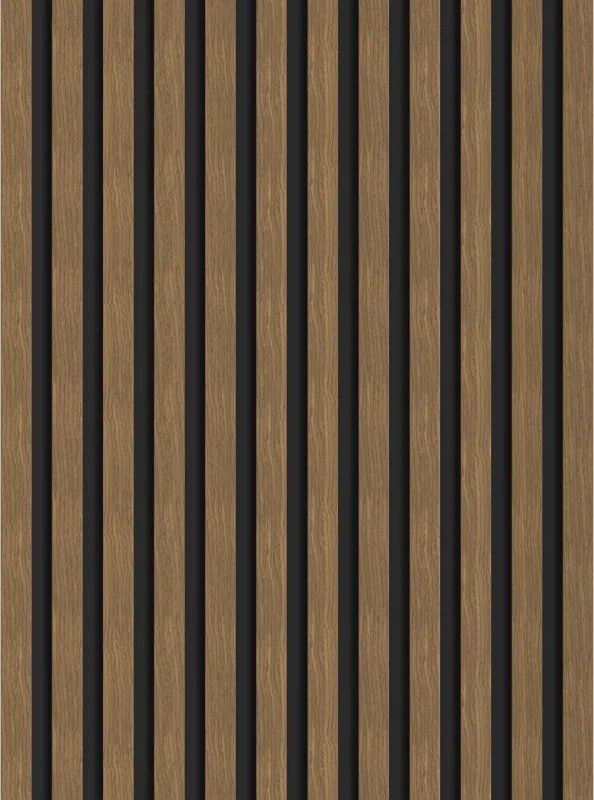 Mexen Lam-B, akustické stěnové lamely 275 × 30 cm, HDF deska 4 mm, technická dýha, ořech přírodní, S100-275307-3015-016