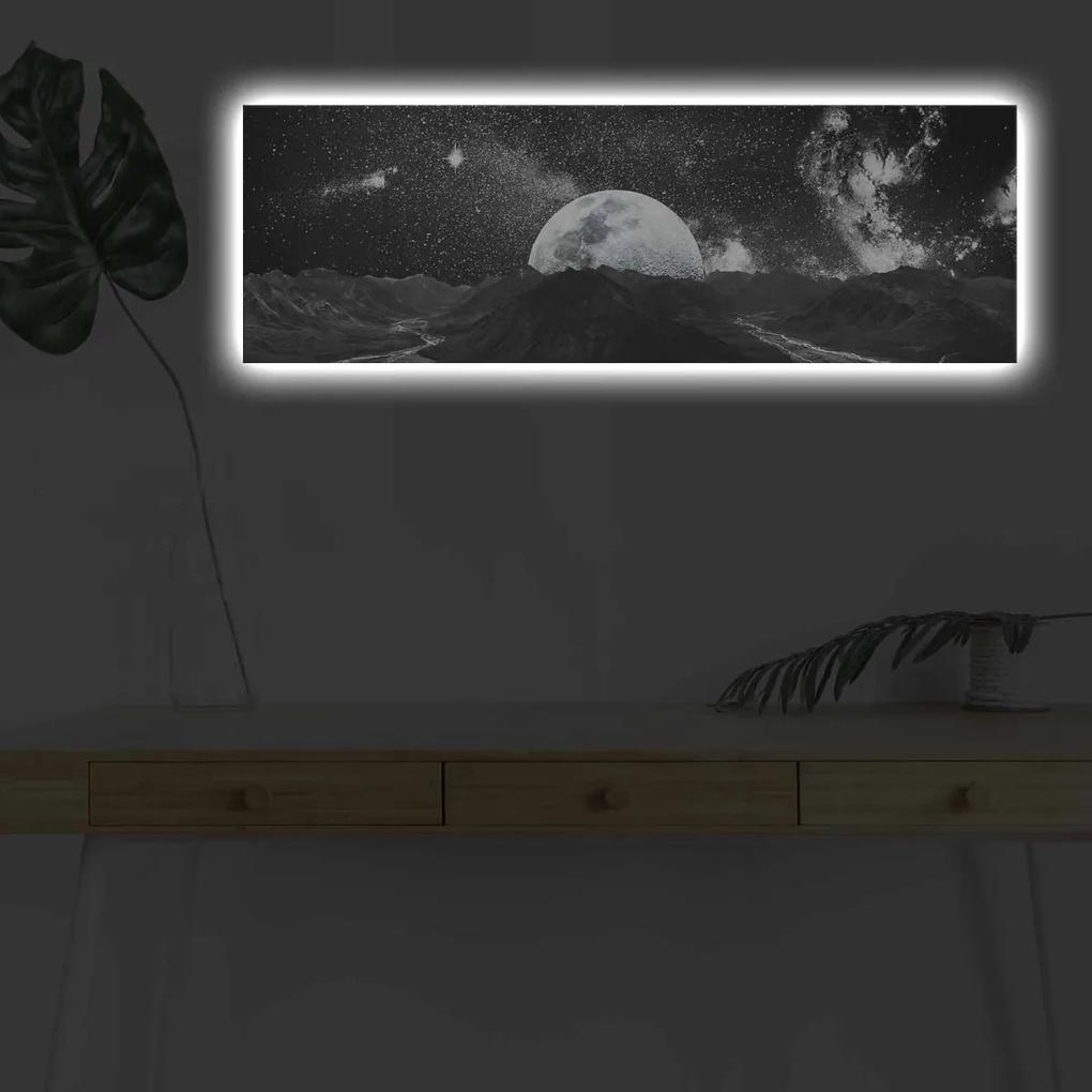 Obraz s LED osvětlením MĚSÍČNÍ KRAJINA 30 x 90 cm