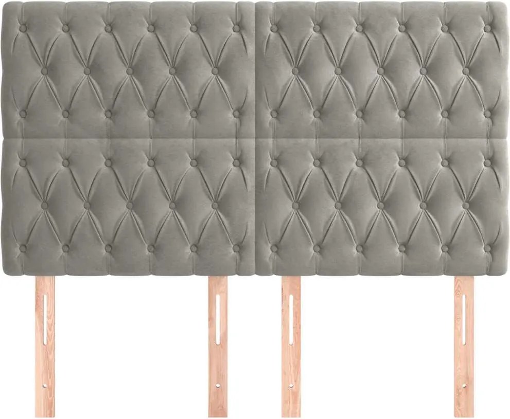 Čelo postele světle šedé 160x7x118/128 cm sametové 3116722