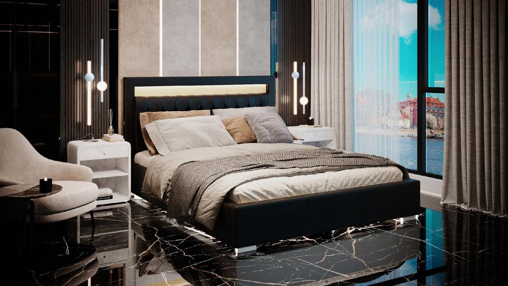 K&M postele Boxspring postel INFINITY s úložným prostorem a LED a USB Velikost postele: 120 × 200 cm, Výběr matrace: Oboustranná pružinová matrace - …
