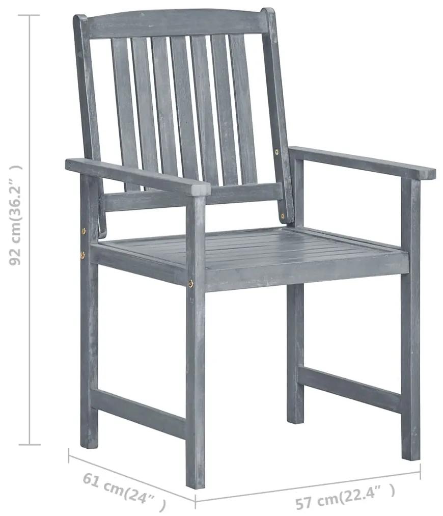 Zahradní židle s poduškami 8 ks masivní akáciové dřevo šedé,  3078260