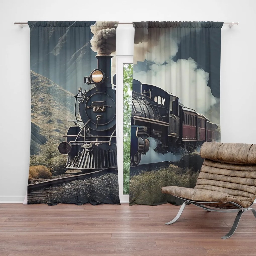 Sablio Závěs Parní lokomotiva v horách: 2ks 140x250cm