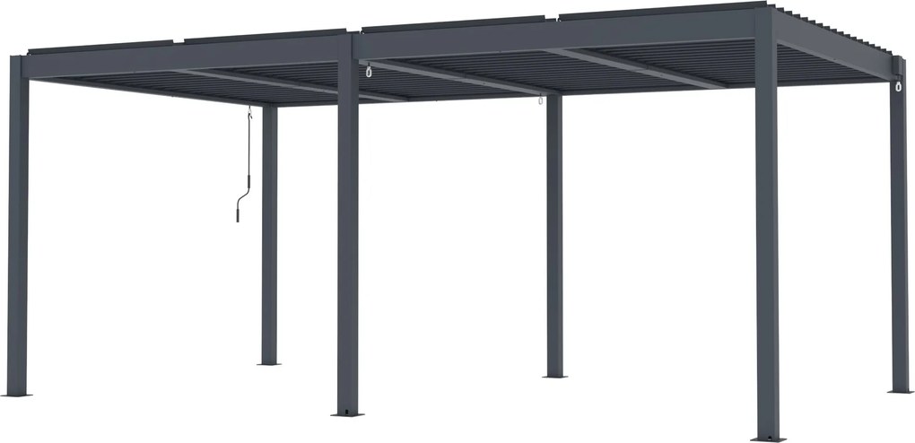 Hliníková bioklimatická pergola s lamelami BestBerg BBP-15G / 5 x 3 m / šedá
