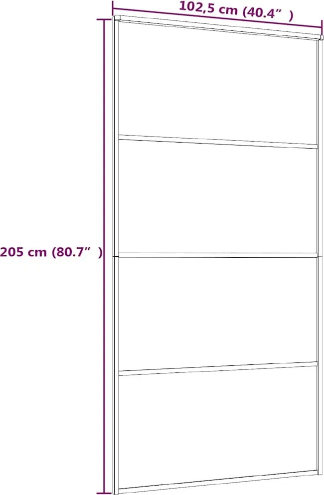 Posuvné dveře mléčné ESG sklo a hliník 102,5 x 205 cm černé 151663