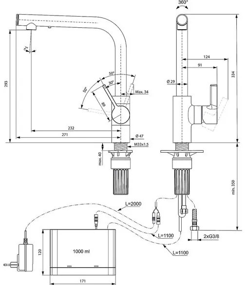 Ideal Standard Gusto Dřezová baterie s integrovaným dávkovačem, Silver Storm A7817GN