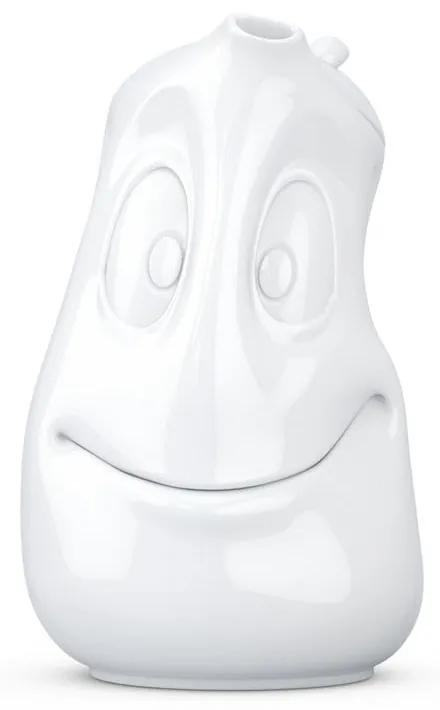 Bílá usměvavá konvice z porcelánu 58products, objem 1200 ml