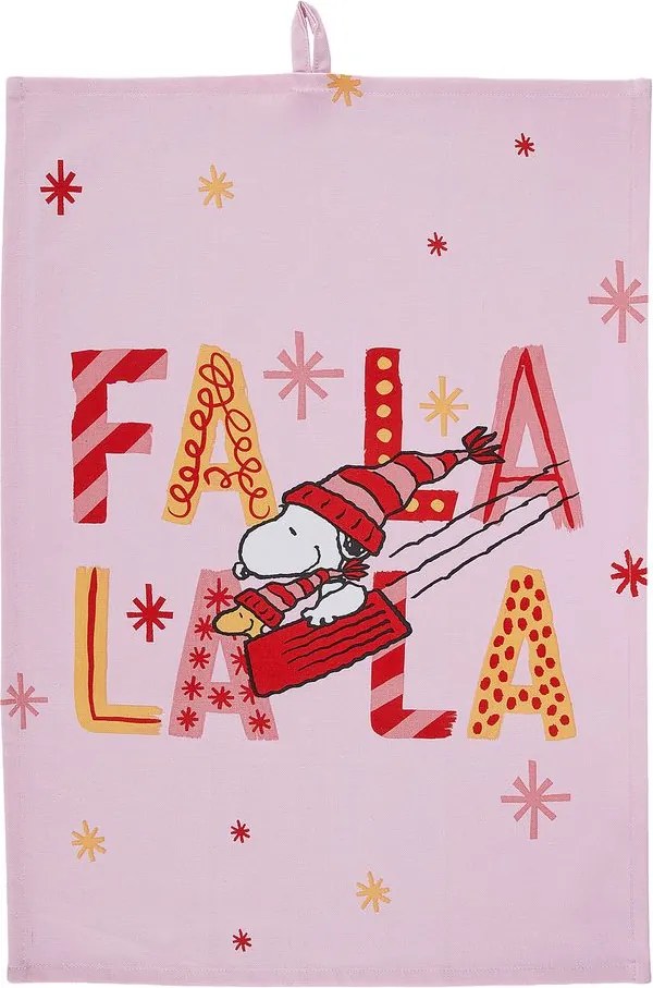 PEANUTS Utěrka "FaLaLaLa" - sv. růžová