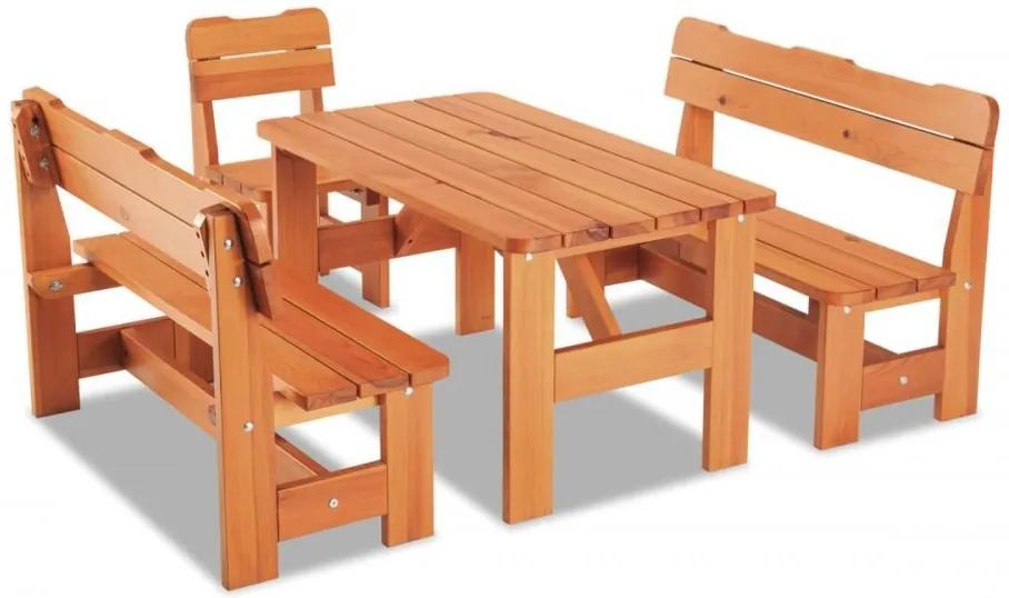 Zahradní sestava - stůl, lavice, židle ULMA JUNIOR, masiv borovice KRAJČA