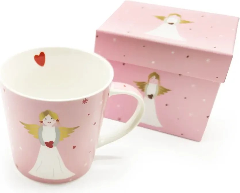 Porcelánový hrnek Anděl se srdcem, 400 ml – dárkový hrnek pro maminku, babičku a ženy se srdcem