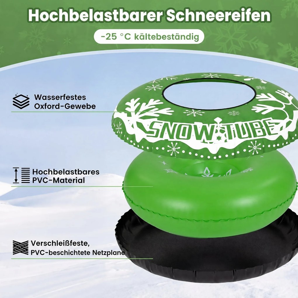 Costway Nafukovací zimní pneumatika s tažným lankem a rukojetí Snowtube – zelený