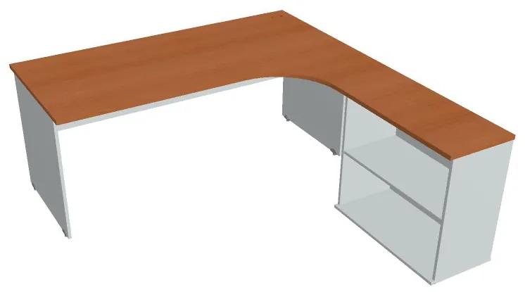Sestava stolu a skříně levá 180 cm - Hobis Gate GE 1800 H L Dekor stolové desky: třešeň, Dekor lamino podnože: šedá