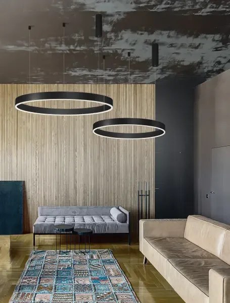 LED lustr Motif 100 černé CCT s dálkovým ovládáním