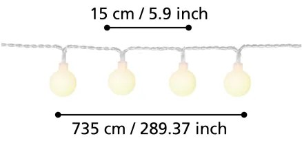 Eglo 900239 - LED Venkovní dekorační řetěz LIBISA 50xLED/0,066W/4,5V IP44