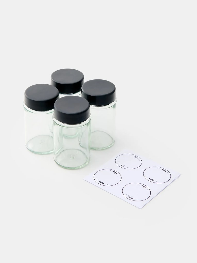 Sinsay - Sada nádob na koření se štítky 4 pack - clear