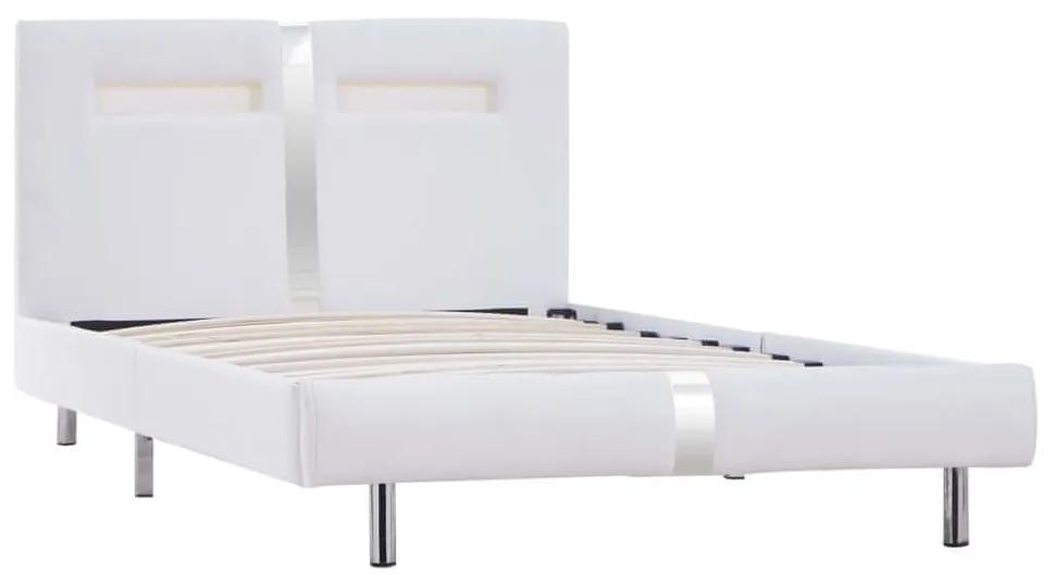 Petromila Rám postele s LED světlem bílý umělá kůže 90 x 200 cm
