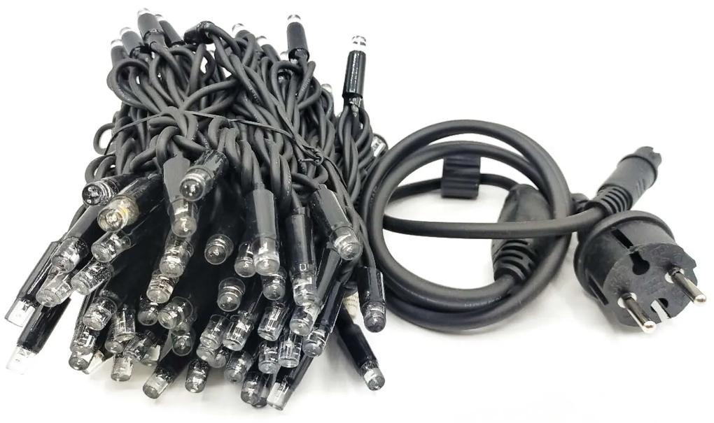 Venkovní LED vánoční řetěz, černý kabel, různobarevná, 10m, 100 LED
