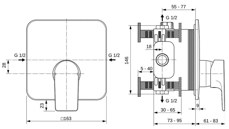 Ideal Standard Sprchová, páková, podomítková baterie Optiline Mystyle 2.0