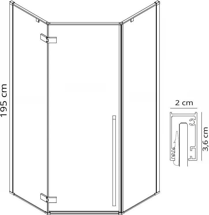 Rea Diamond, 5-úhelníkový sprchový kout 100x100, 6mm čiré sklo, zlatý profil, REA-K6616