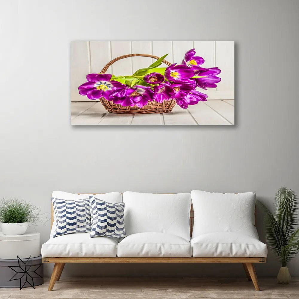 Obraz na plátně Květiny v Košíku 120x60 cm