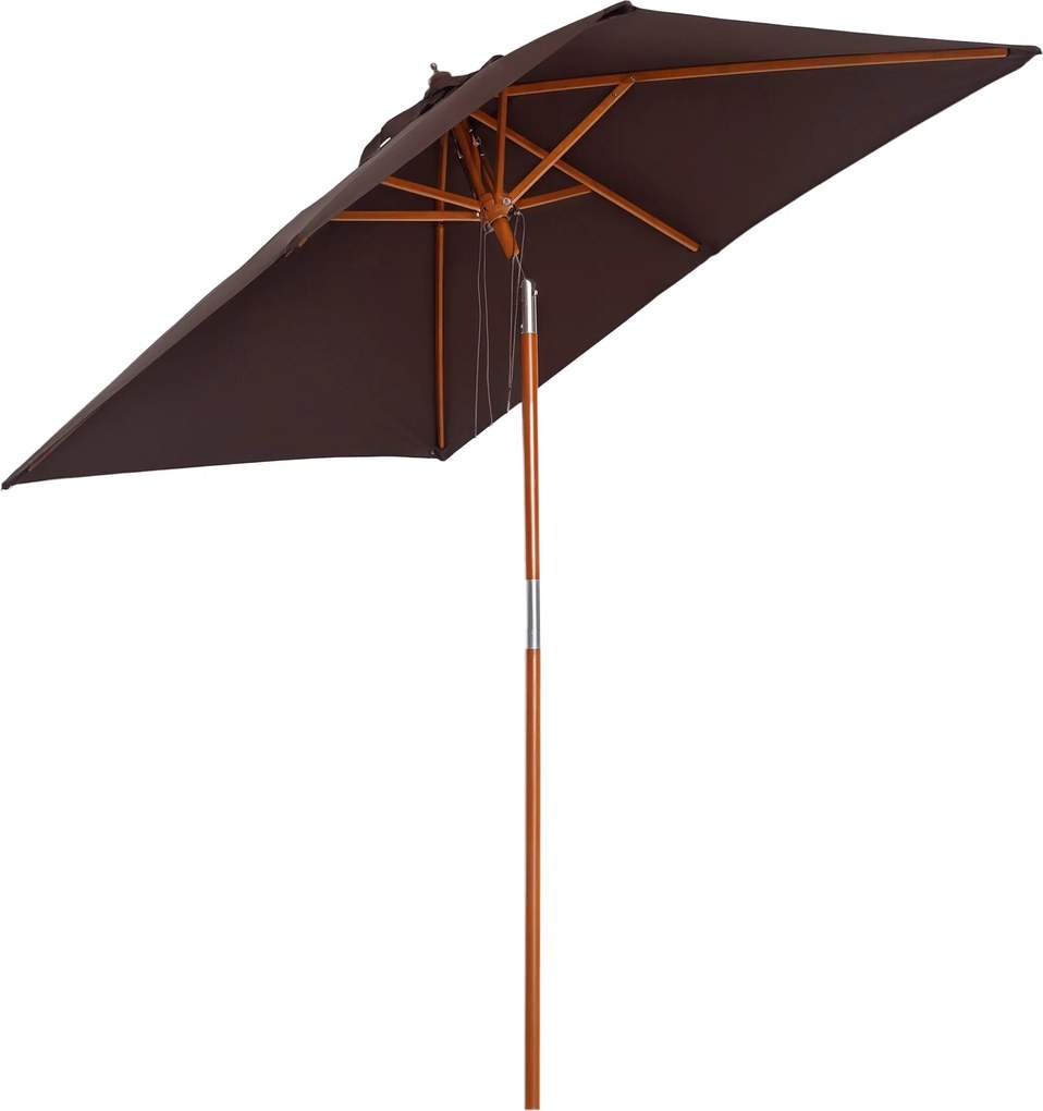 Slunečník Outsunny 200 x 150 x 235 cm s nakloněním - 3stupňový nastavitelný obdélníkový slunečník, vodoodpudivý a odolný proti UV záření pro pláž, bal