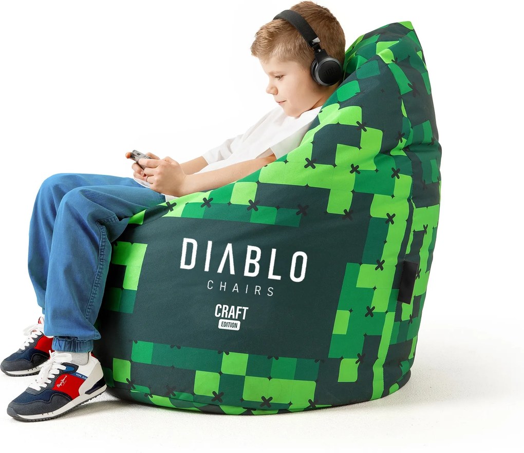 Dětský sedací vak zelený: Diablo Chairs Craft Edition