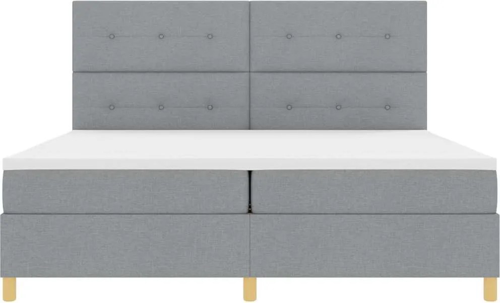 Postel s boxspringem s čelo Světle šedá 200 x 200 cm textil 3339644