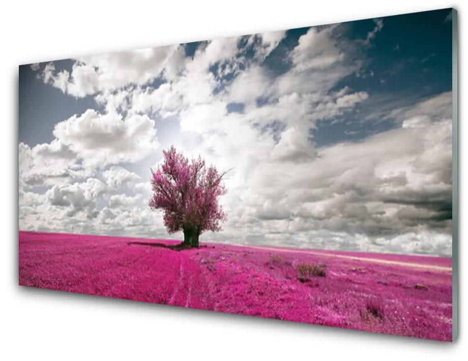 Obraz na skle Strom Pole Příroda 100x50 cm