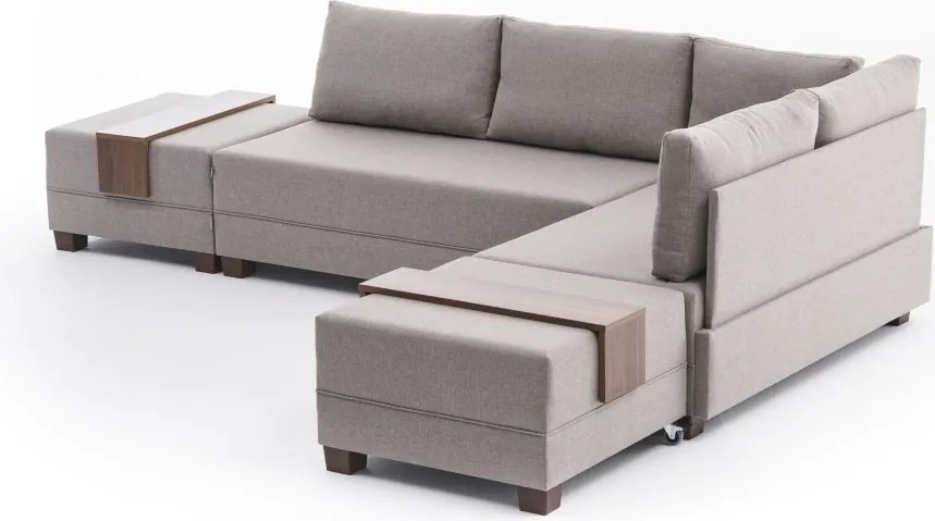 Hanah Home Rohová pohovka FLY krémová 280 cm s lenoškou vpravo 825BLC2671