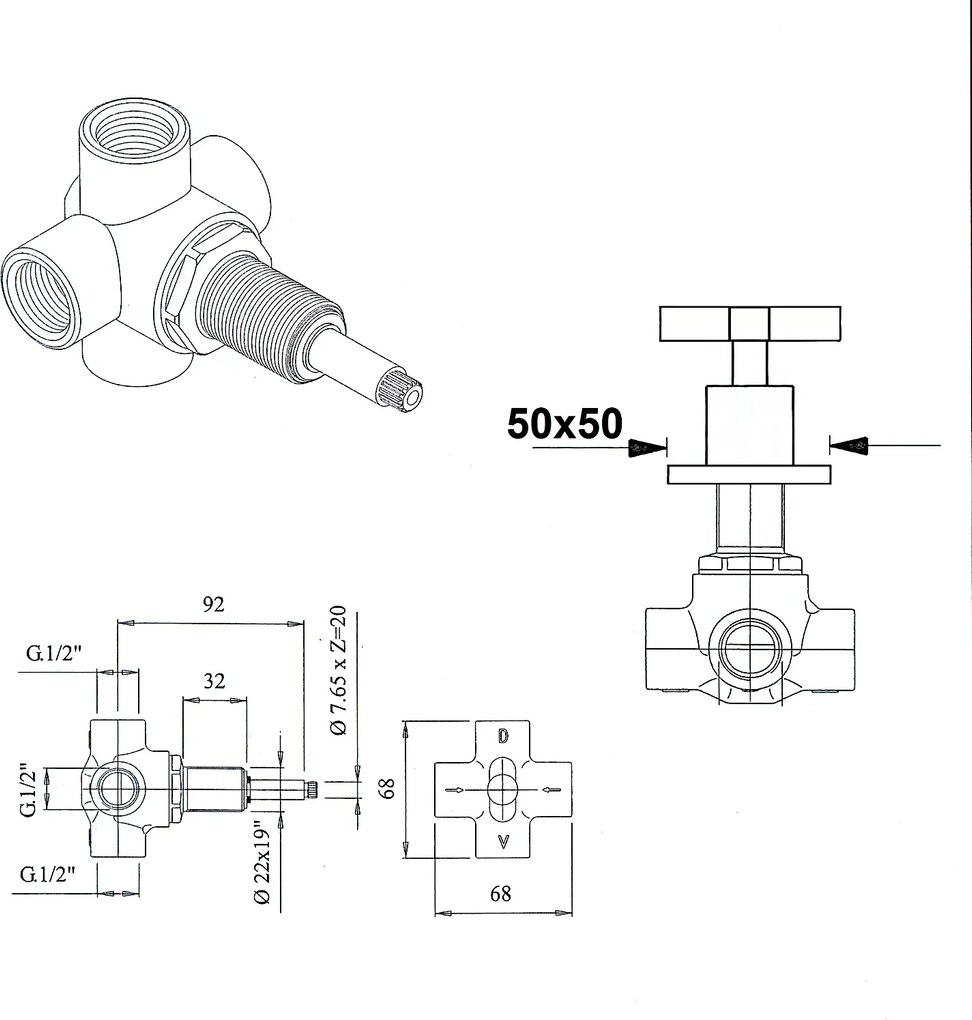 Sapho Trax sprchový podomítkový přepínač chrom DEVIN6