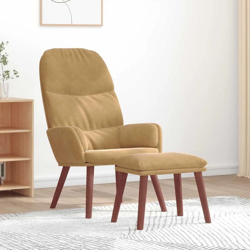 Relaxační křeslo s podnožkou hnědé samet 3315124