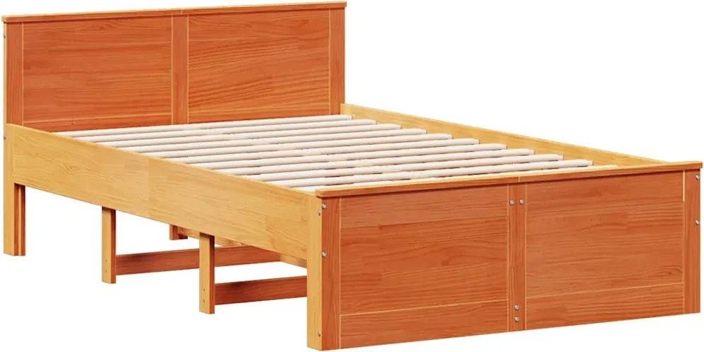 Postel bez matrace s čelem voskově hnědá 120 x 190 cm borovice 3308785