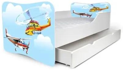 Dětská postel se šuplíkem - Vrtulník s letadlem - butterfly - 140 x 70 cm