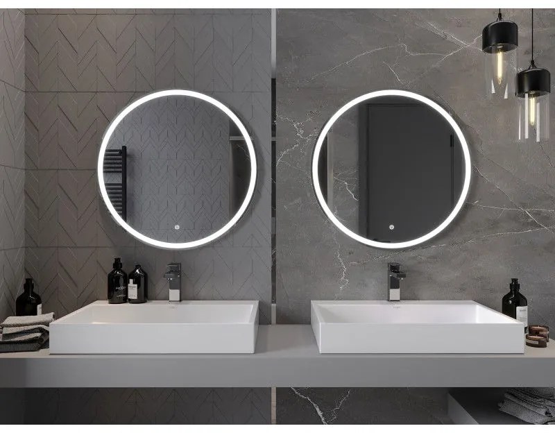 Mexen Gobi, LED kulaté koupelnové zrcadlo s podsvícením 70 cm, 6000K, ochrana proti zamlžování, 9801-070-070-611-00