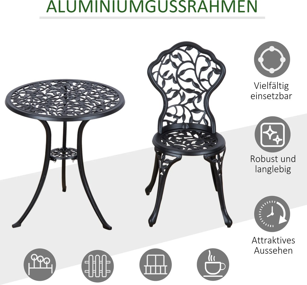 Outsunny Bistro set pro 2 osoby Balkonový nábytek set bistro stůl se 2 židlemi černý