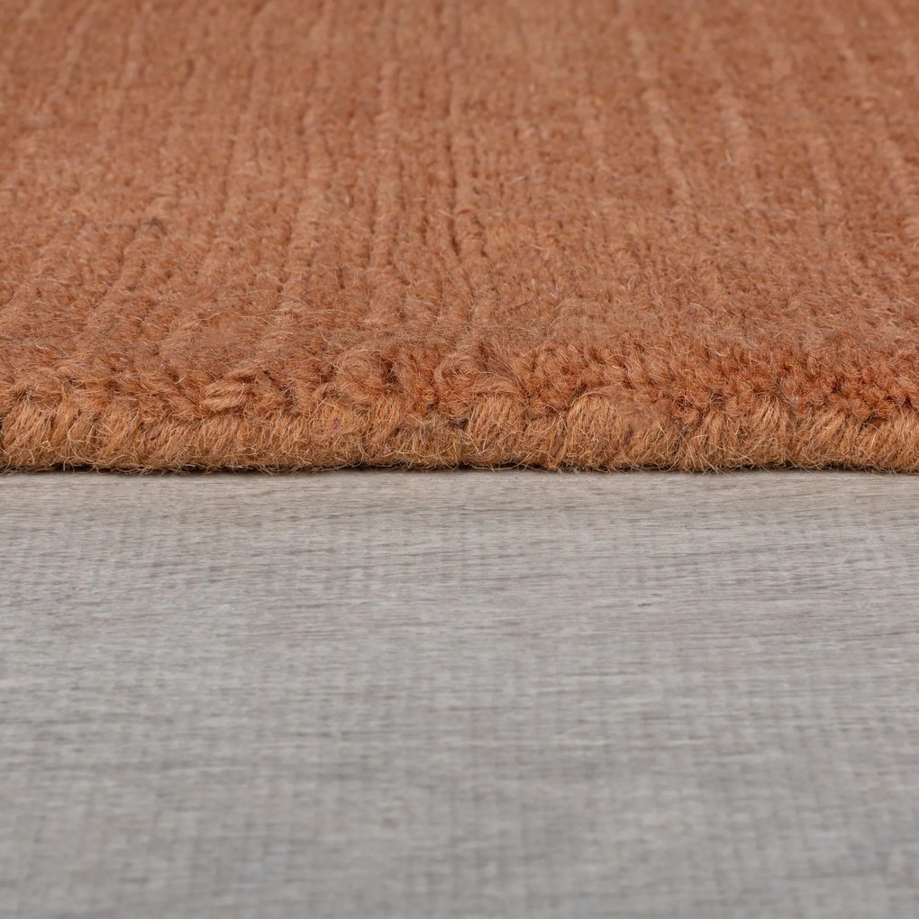 Flair Rugs, Kusový ručně tkaný koberec Tuscany Textured Wool Border Orange, 160x230, oranžová, ložnice