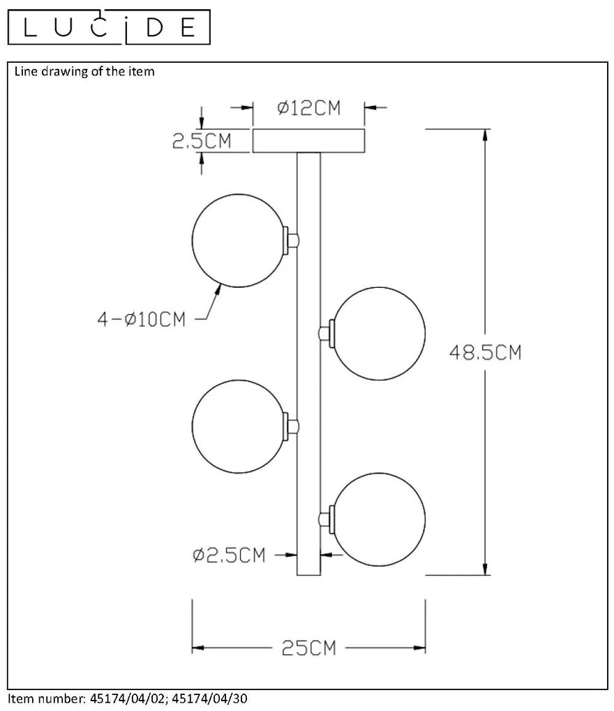 LUCIDE Flush ceiling light TYCHO Satin Brass