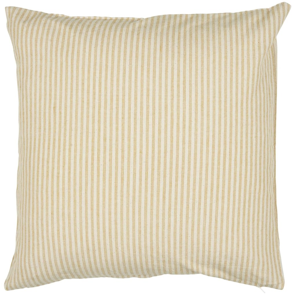 IB LAURSEN Povlak na polštář Augusta Natural/Mustard Stripes 50 x 50 cm, hnědá barva, krémová barva, textil